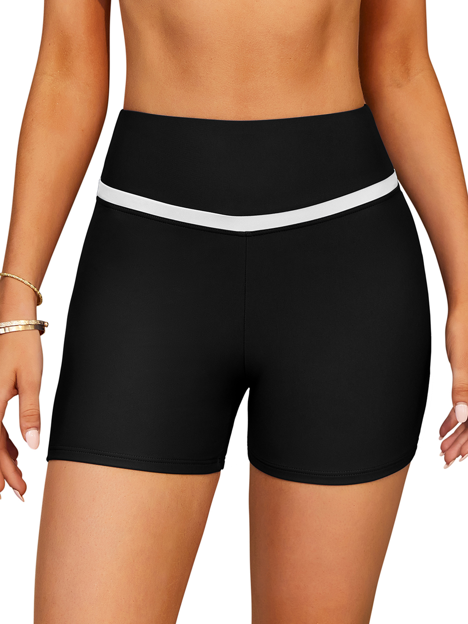 Charmo Womens Tummy Control Swim Shorts High Waisted Boardshorts Sport ...
