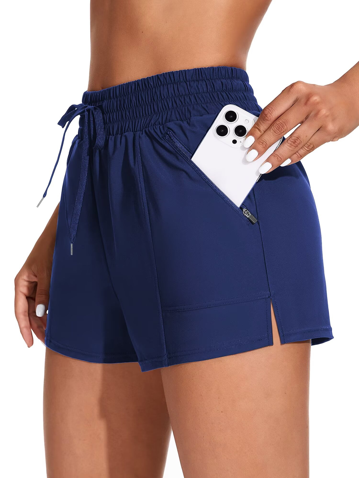 Charmo Womens V Slit Swim Shorts Quick Dry Board Shorts with Boxer ...