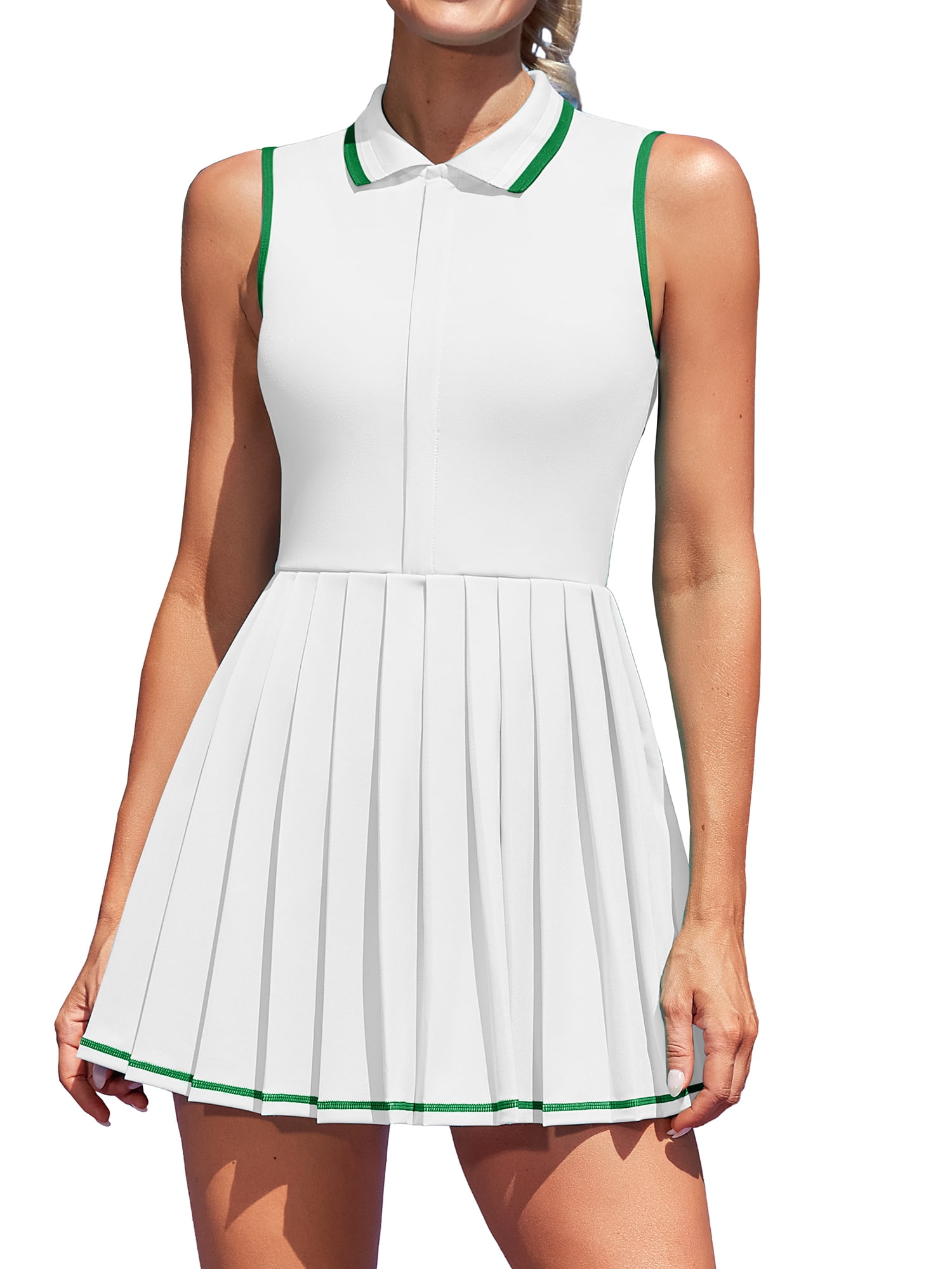 Charmo Zipper Tennis Dress for Womens Polo Workout Golf Dress Pleated ...