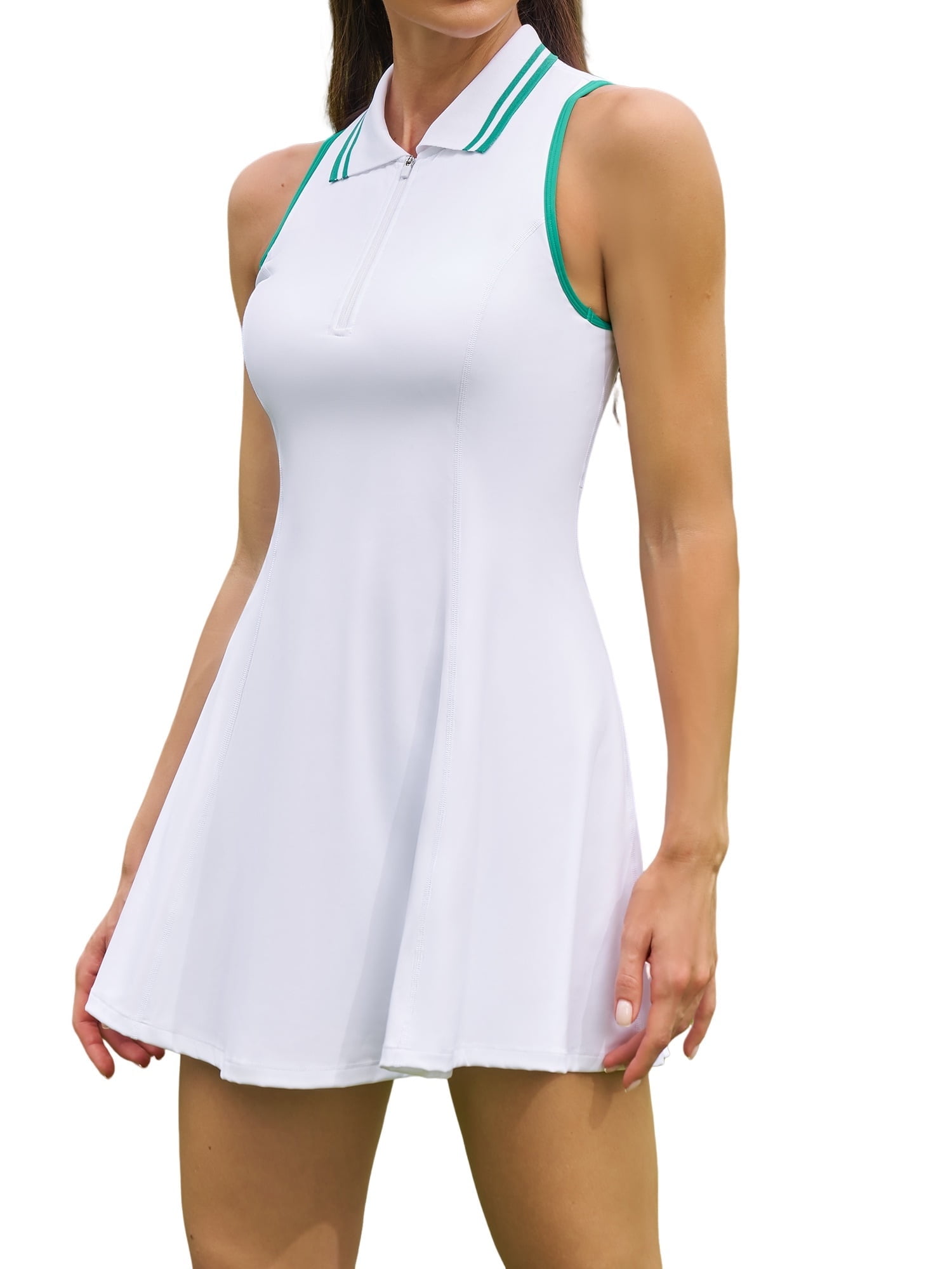 Charmo Zipper Tennis Dress for Womens Polo Workout Golf Dress with ...