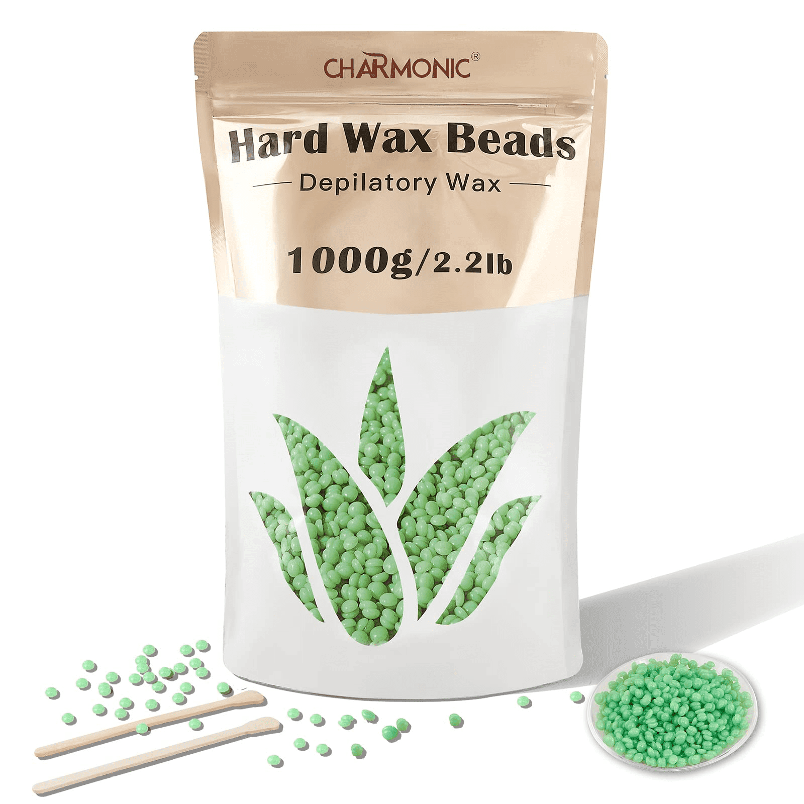 Charmonic Personal Hot 2.2lb Hard Wax Beads with Sticks, Hair Removal ...