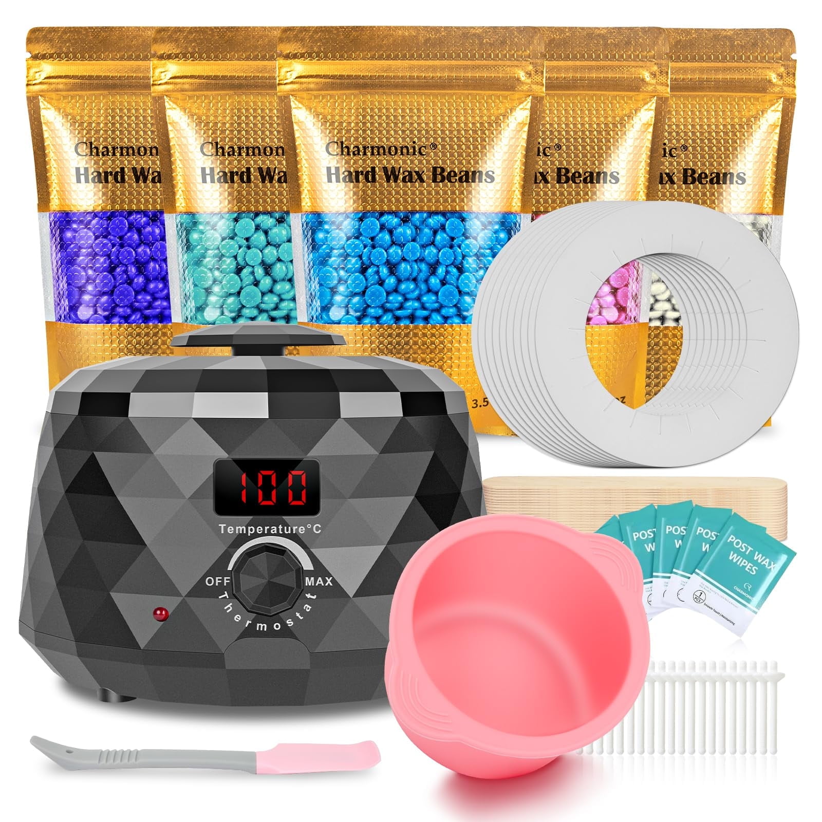 Charmonic Wax Warmer, Upgrade Digital Waxing Kit with Silicone Pot ...
