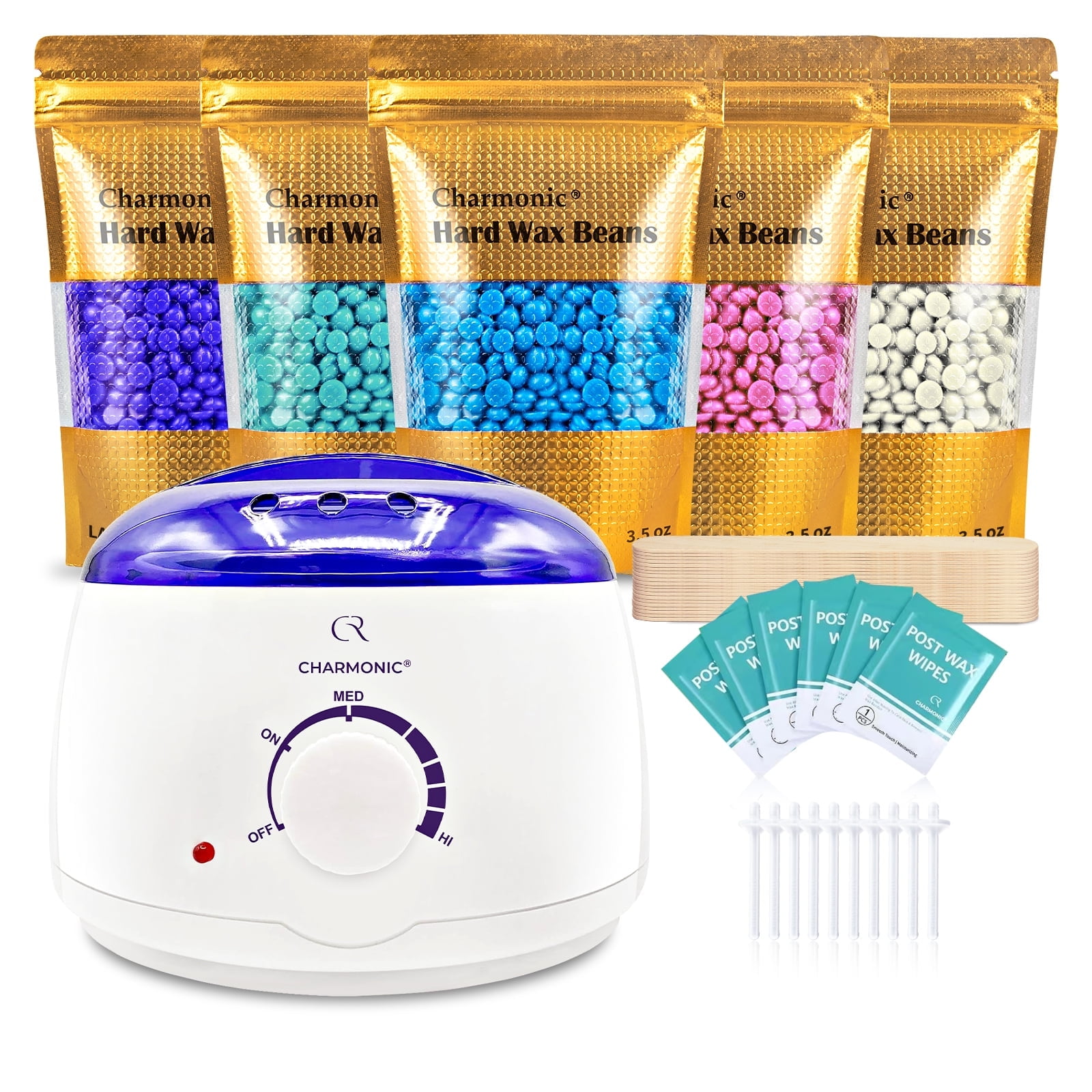 Charmonic Professional Wax Warmer Kit - 500g Hard Wax Beads Included for Full Body Hair Removal ...