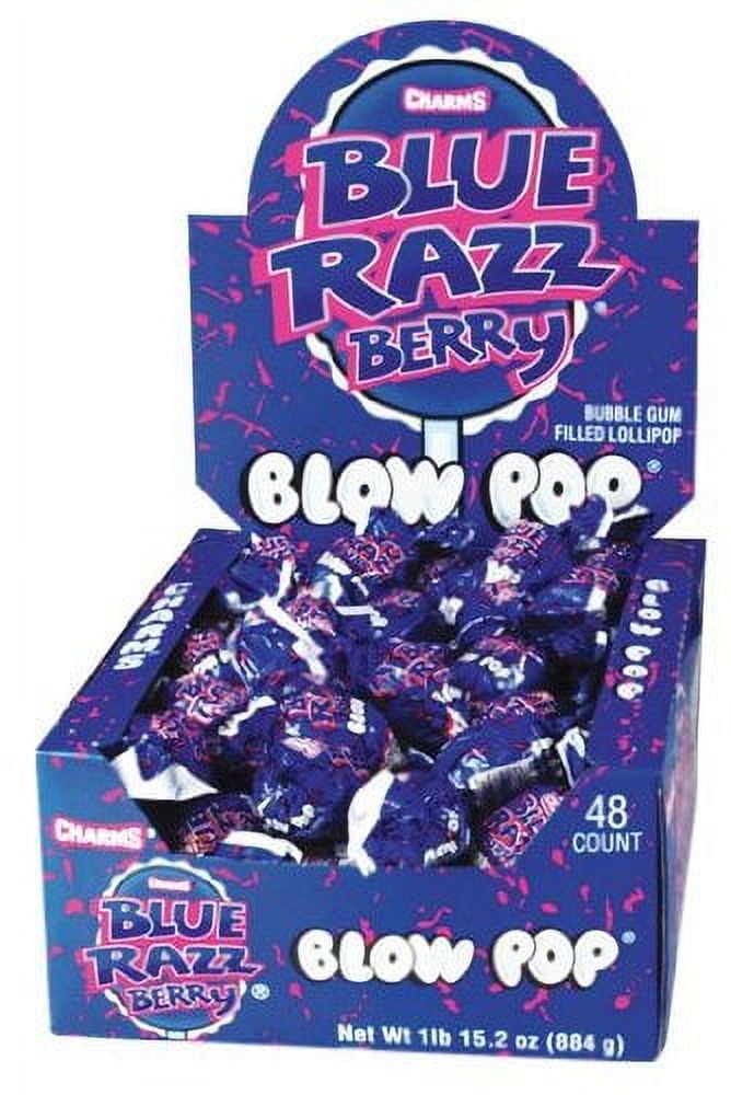 Charms Blow Pop Blue Razz Berry Sugar Candy, Count 48 - Multiple ...