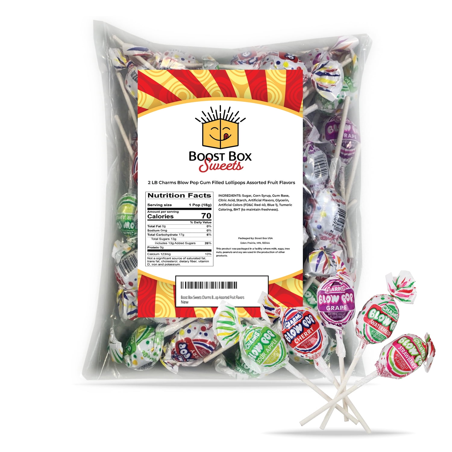 Charms Blow Pop Bubble Gum Filled Lollipop Candy Assorted Fruit Flavors ...