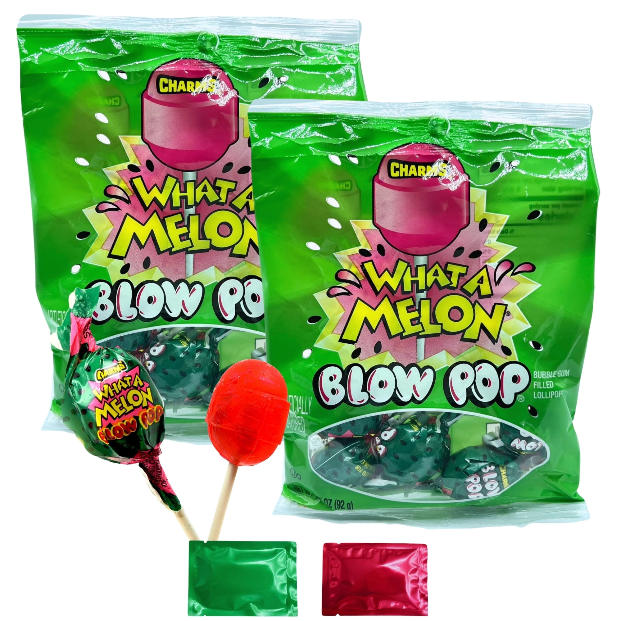 Charms Blow Pop Bubble Gum Filled Lollipops, Watermelon Flavored Hard ...