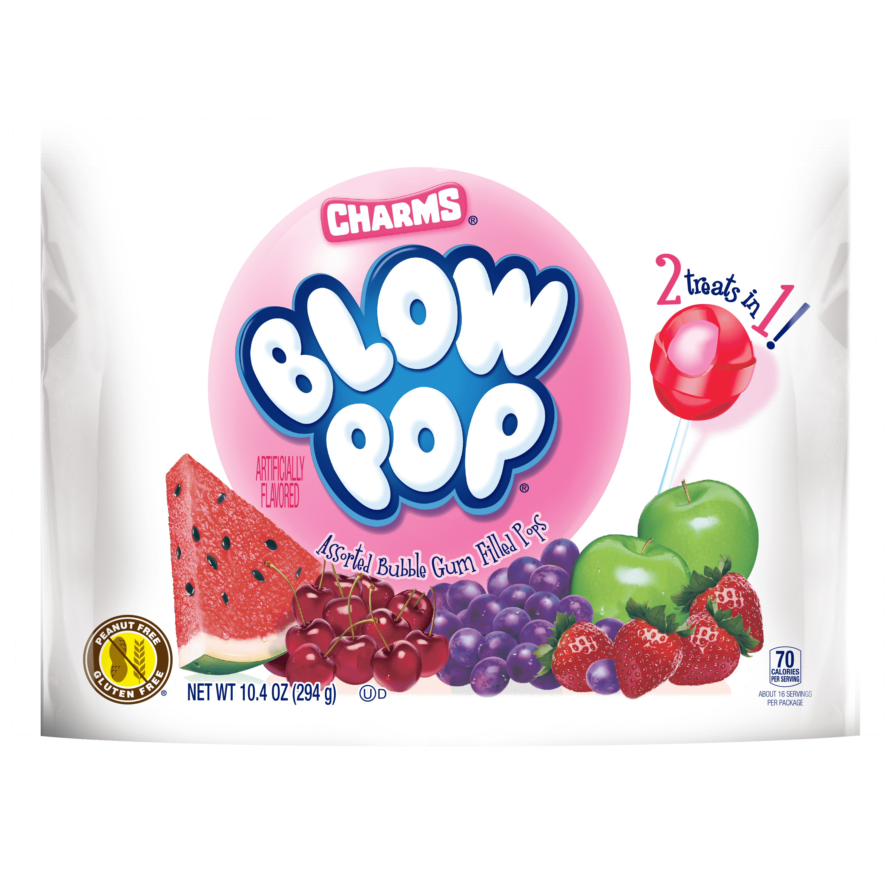 Charms Blow Pops Assorted Lollipops - Bubble Gum Filled (10.4 oz Bag ...