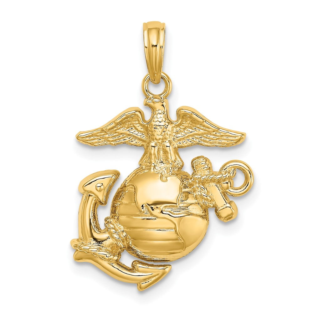 Charms Collection 10K Polished Textured Marine Corps Pendant - Walmart.com