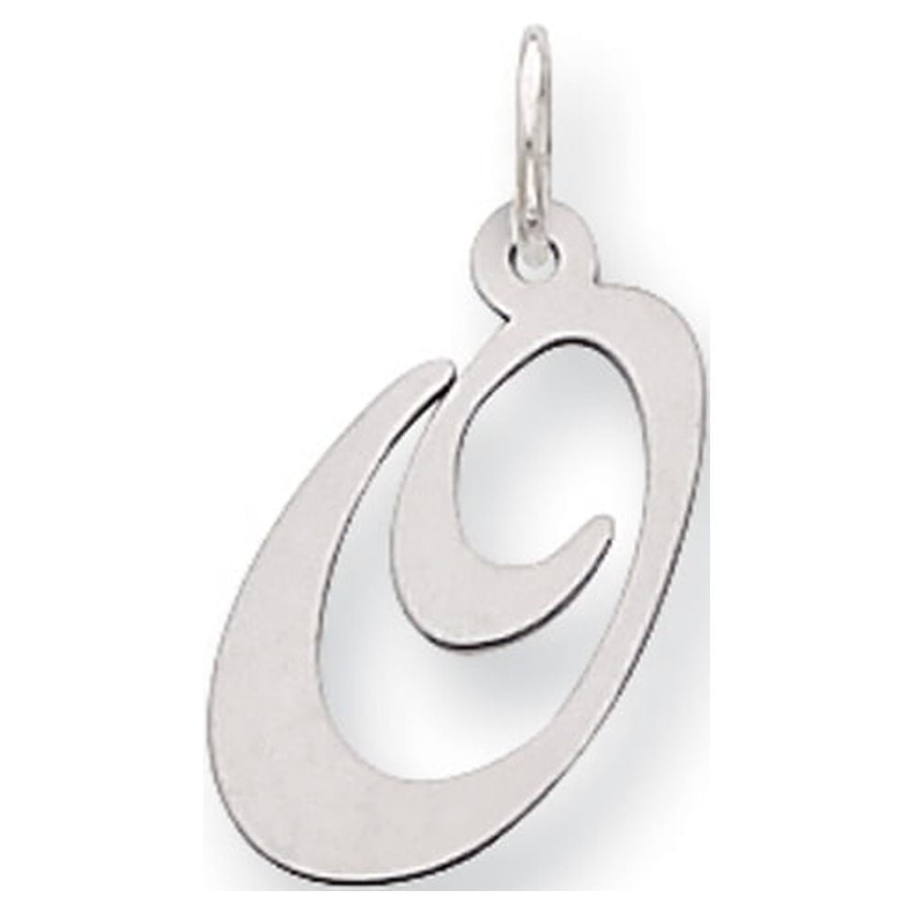 Charms Collection 14K White Gold Medium Fancy Script Letter O Initial ...