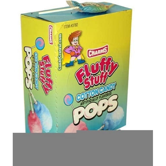 Charms Fluffy Stuff Cotton Candy Lollipop, Bulk Pack of 48 Count ...