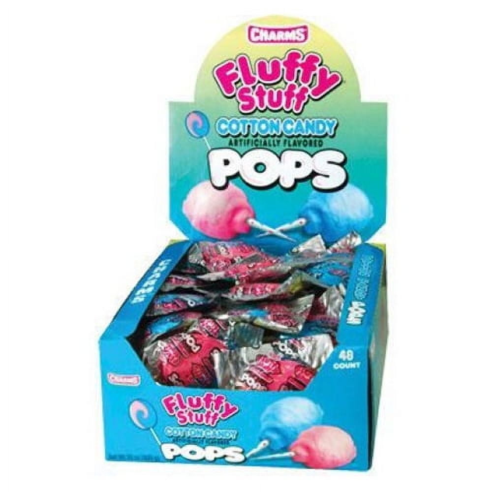 Charms Fluffy Stuff Cotton Candy Pops - 48 Lollipops/Box - Walmart.com