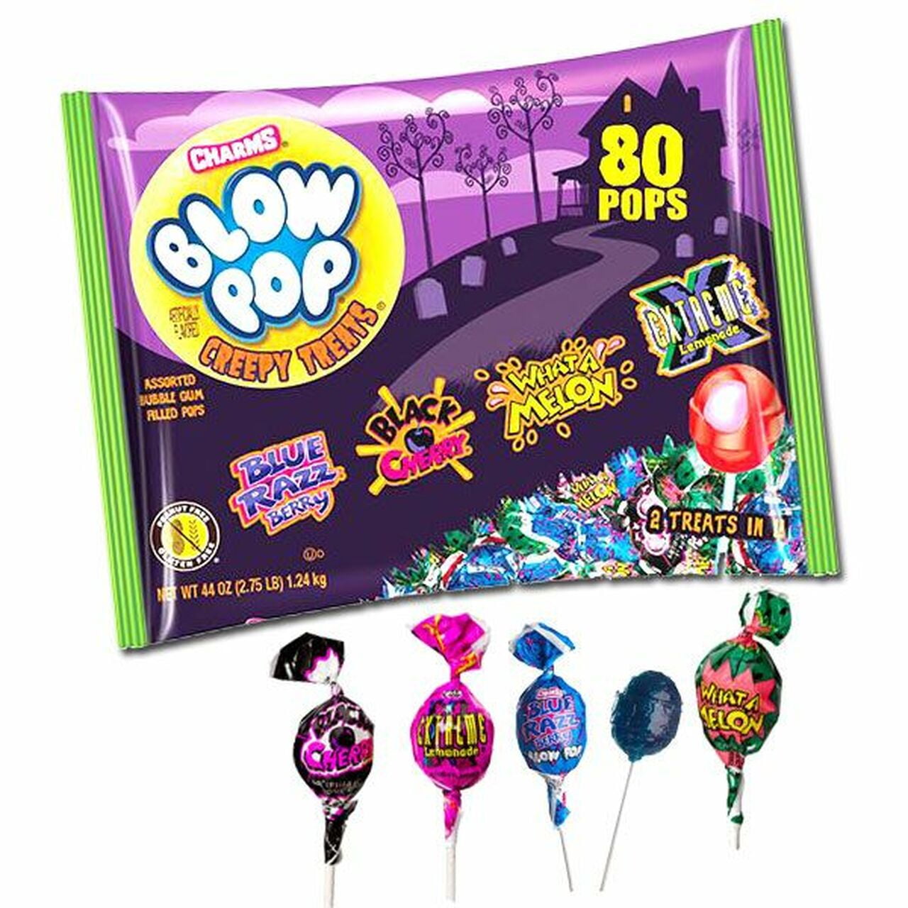 Charms Halloween Assorted Blow Pops Creepy Treats Candy, 80 Pops, 44 ...
