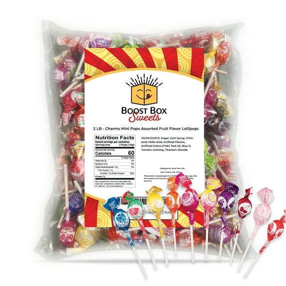 Charms Mini Pop Lollipop 18-Flavors Individually Wrapped Hard Candy ...