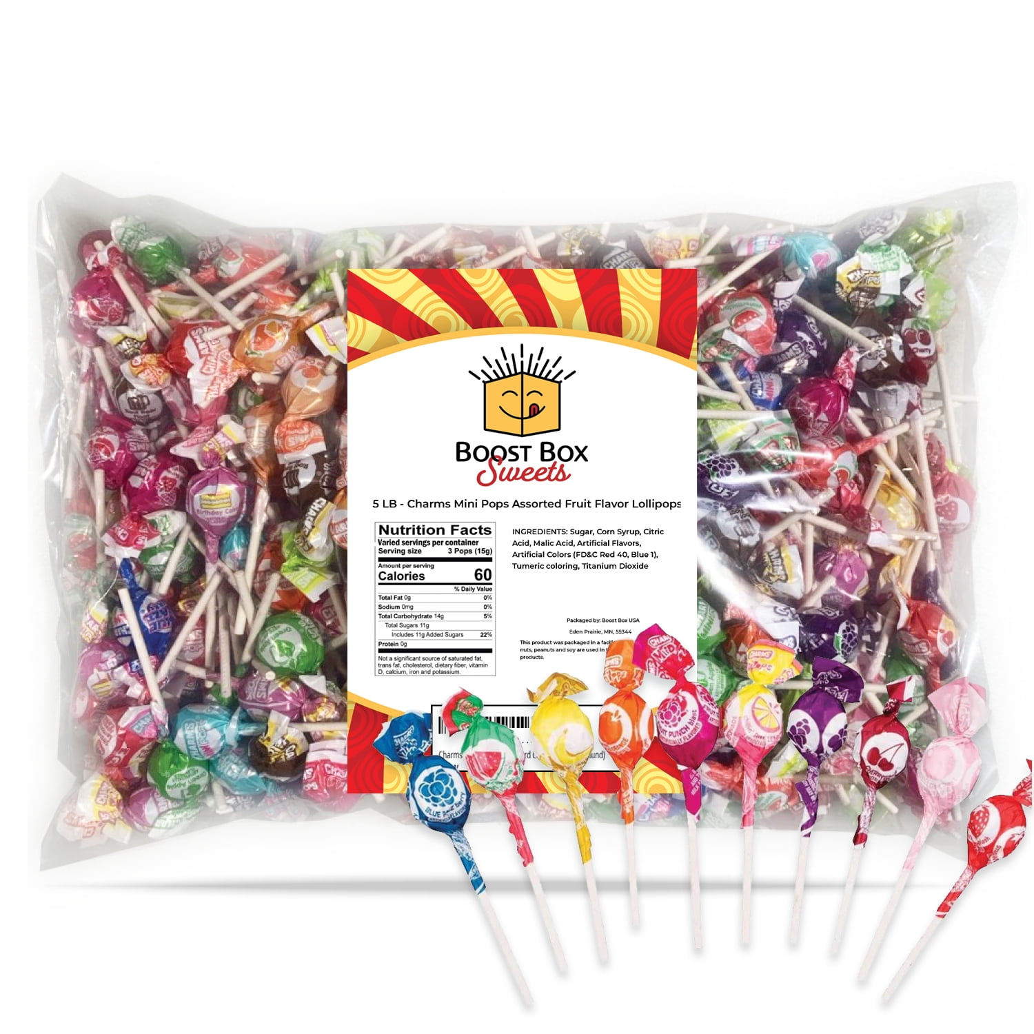 Charms Mini Pop Lollipop 18-Flavors Individually Wrapped Hard Candy ...