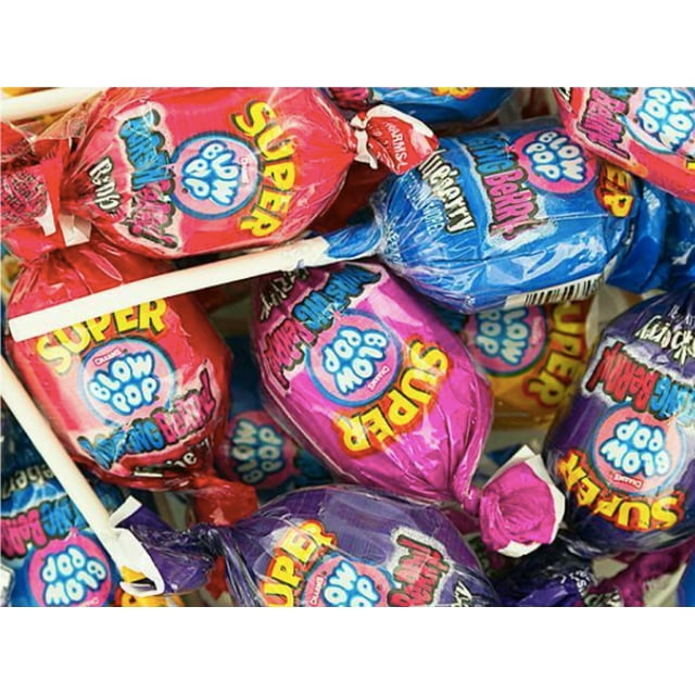 Charms Super Blow Pop Bubble Gum Filled Lollipop 6-Flavors Bulk ...