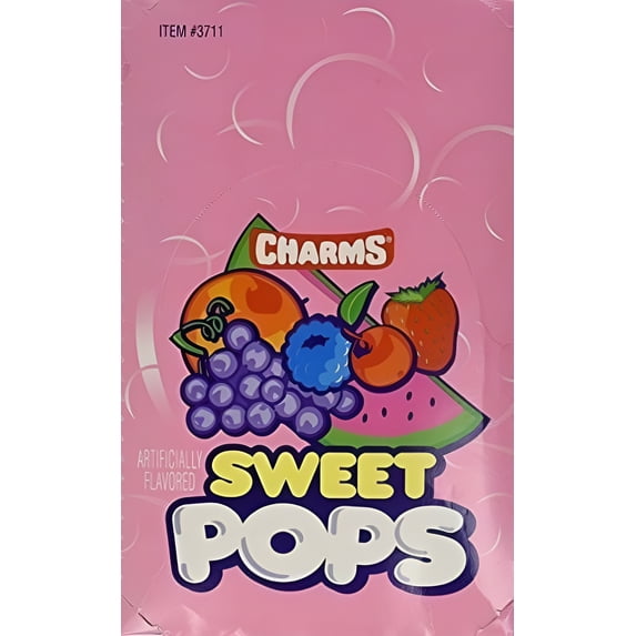 Charms Sweet Pops 100 Ct - 2-in-1 Hard Candy and Bubble Gum flavor ...