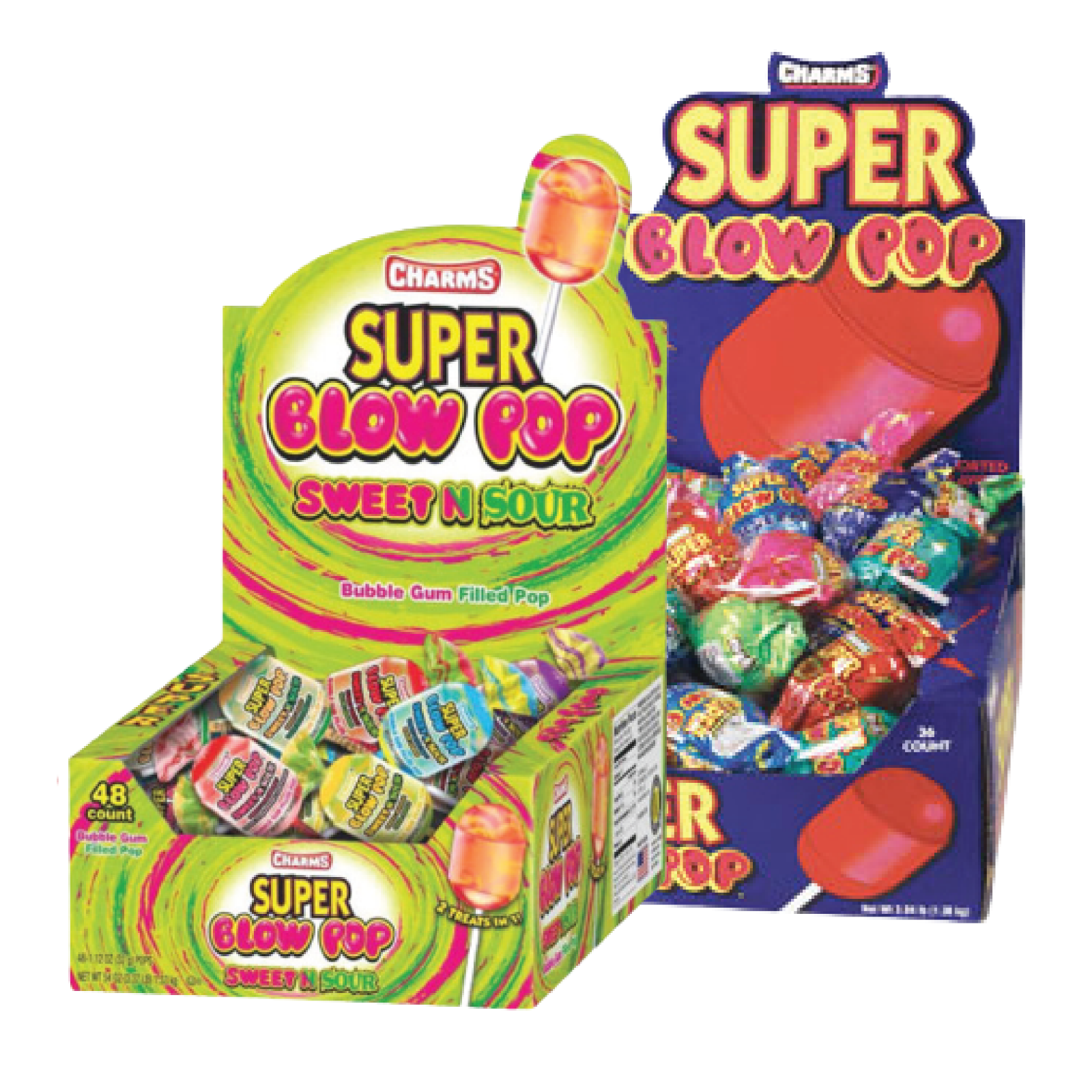 Charms Variety Flavor Super Blow 24 Pop Lollipops Candy | 1.13oz ...