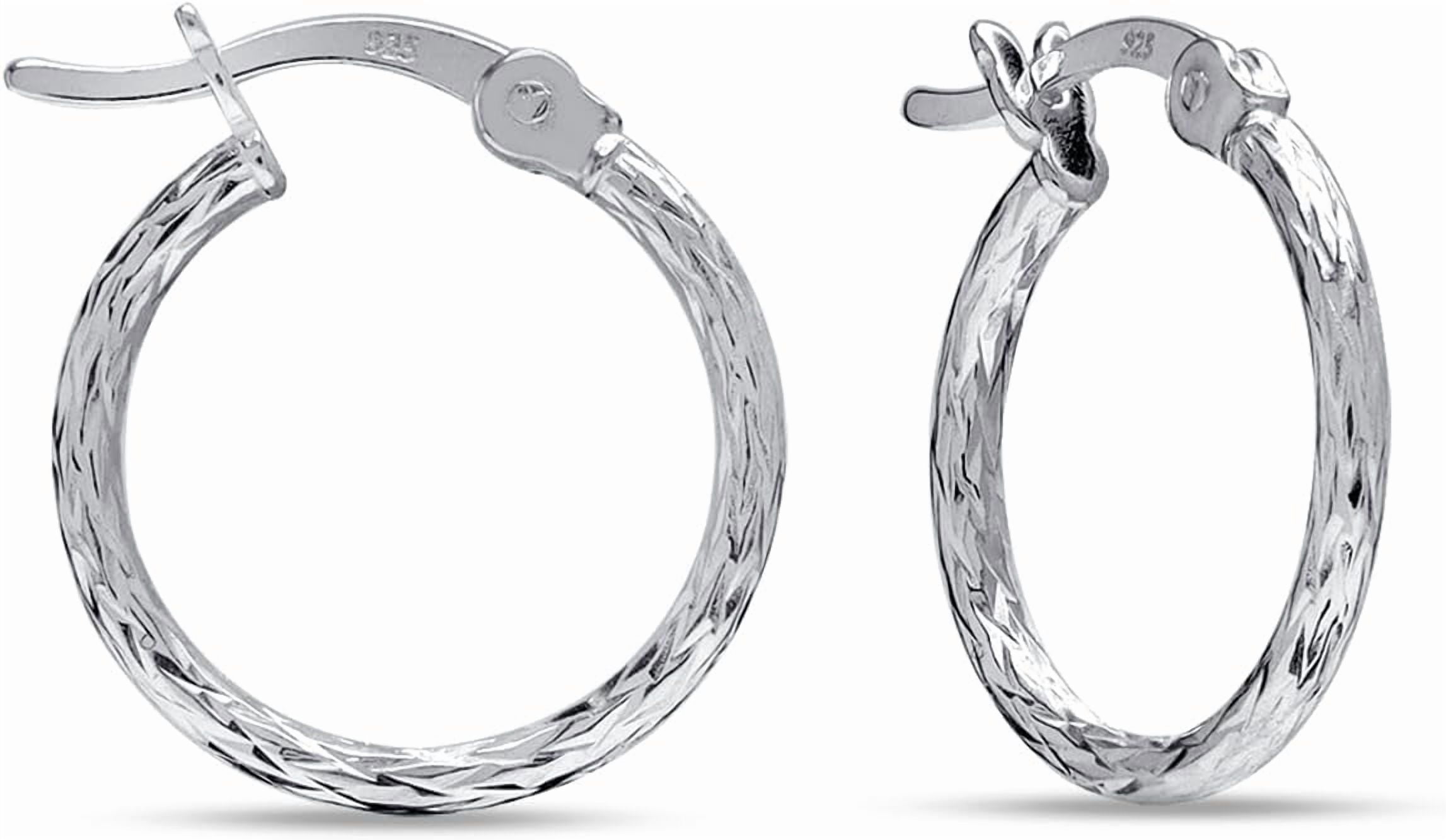 Charmsy 925 Sterling Silver Texture Hoop Earrings for Women | Small ...