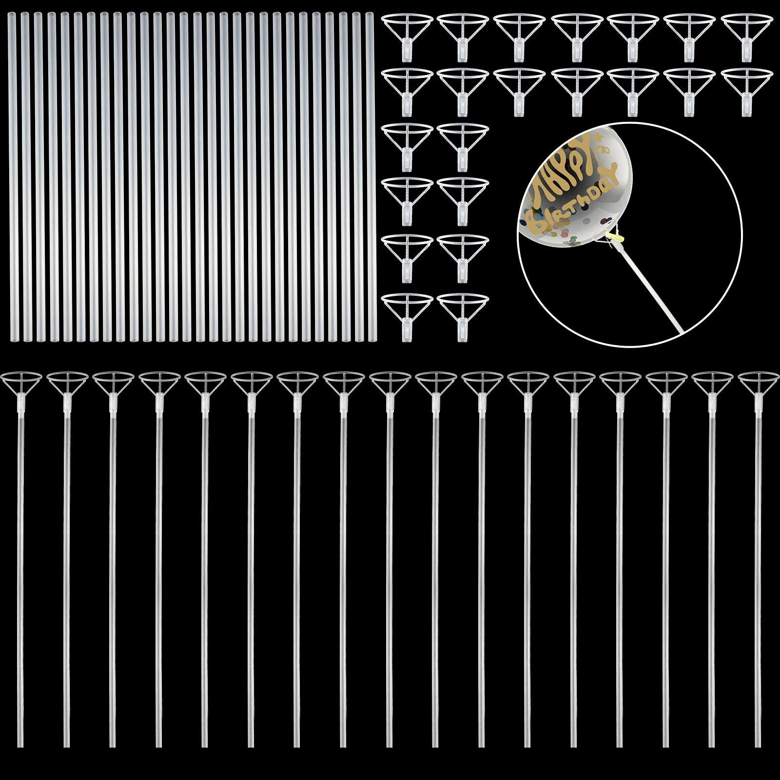 Charniol 25 Pieces Bobo MMF7 Balloon Sticks 16 Inch Clear Transparent ...