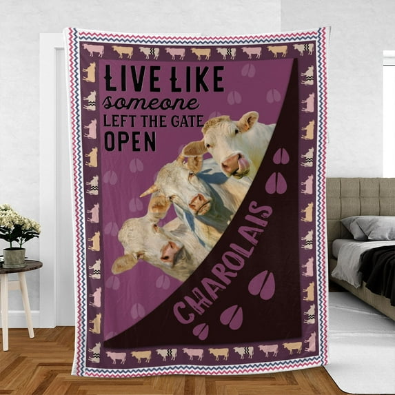Charolais Hoof Pattern Purple Background Blanket, Farmer, 60x80in ...