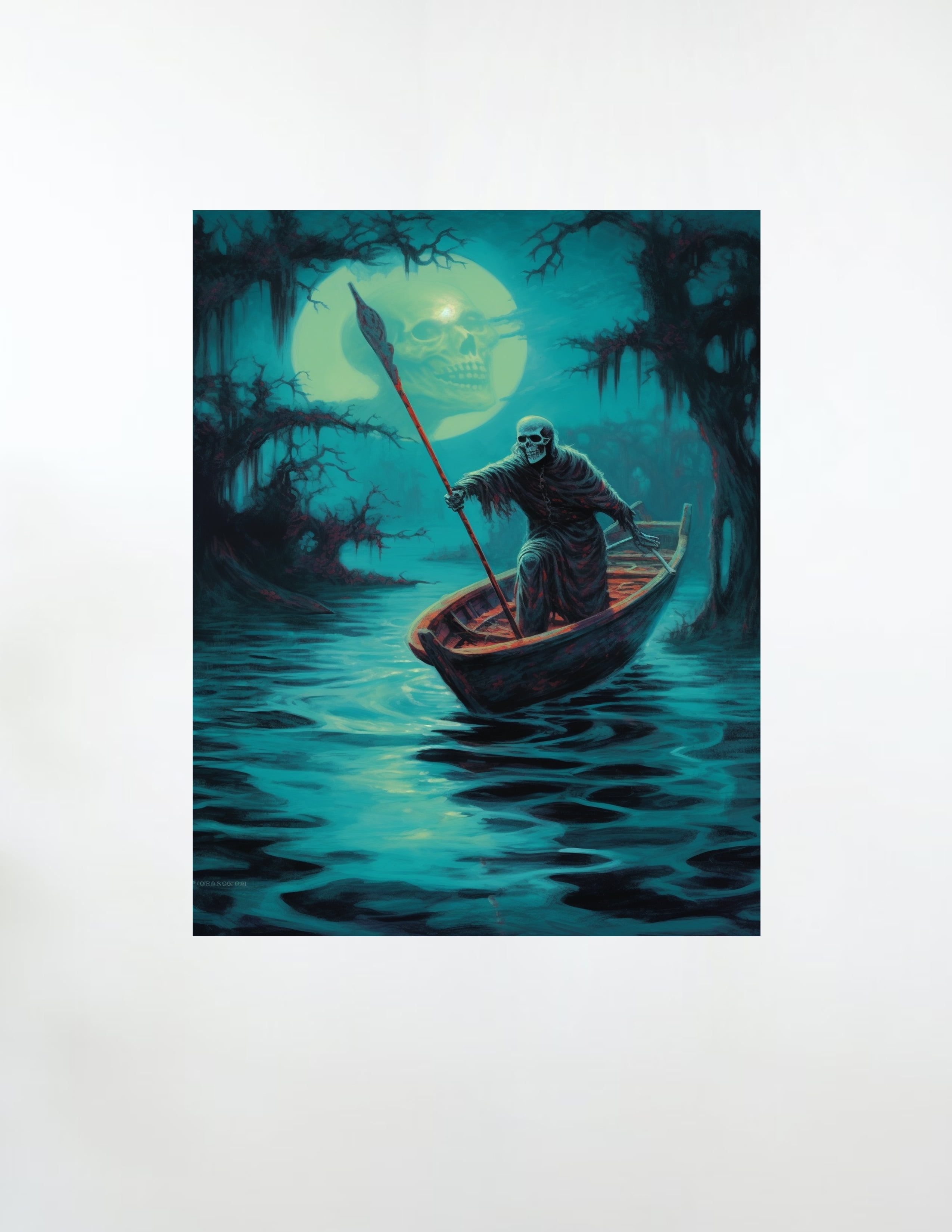 Charon The Ferryman Crossing The River Styx - Skull Art Canvas Poster ...