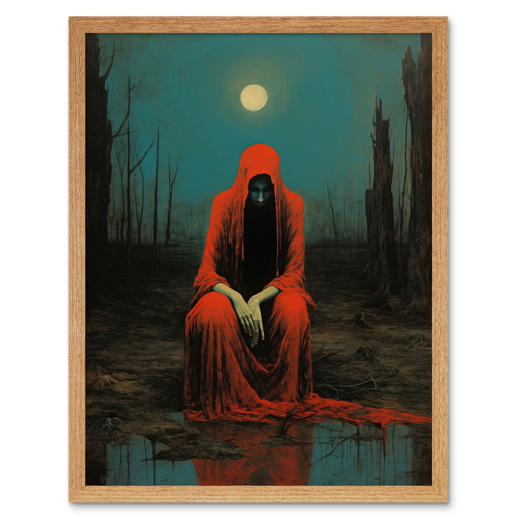 Charon in Red Cloak Beksinski Inspired Conceptual Artwork Full Moon ...