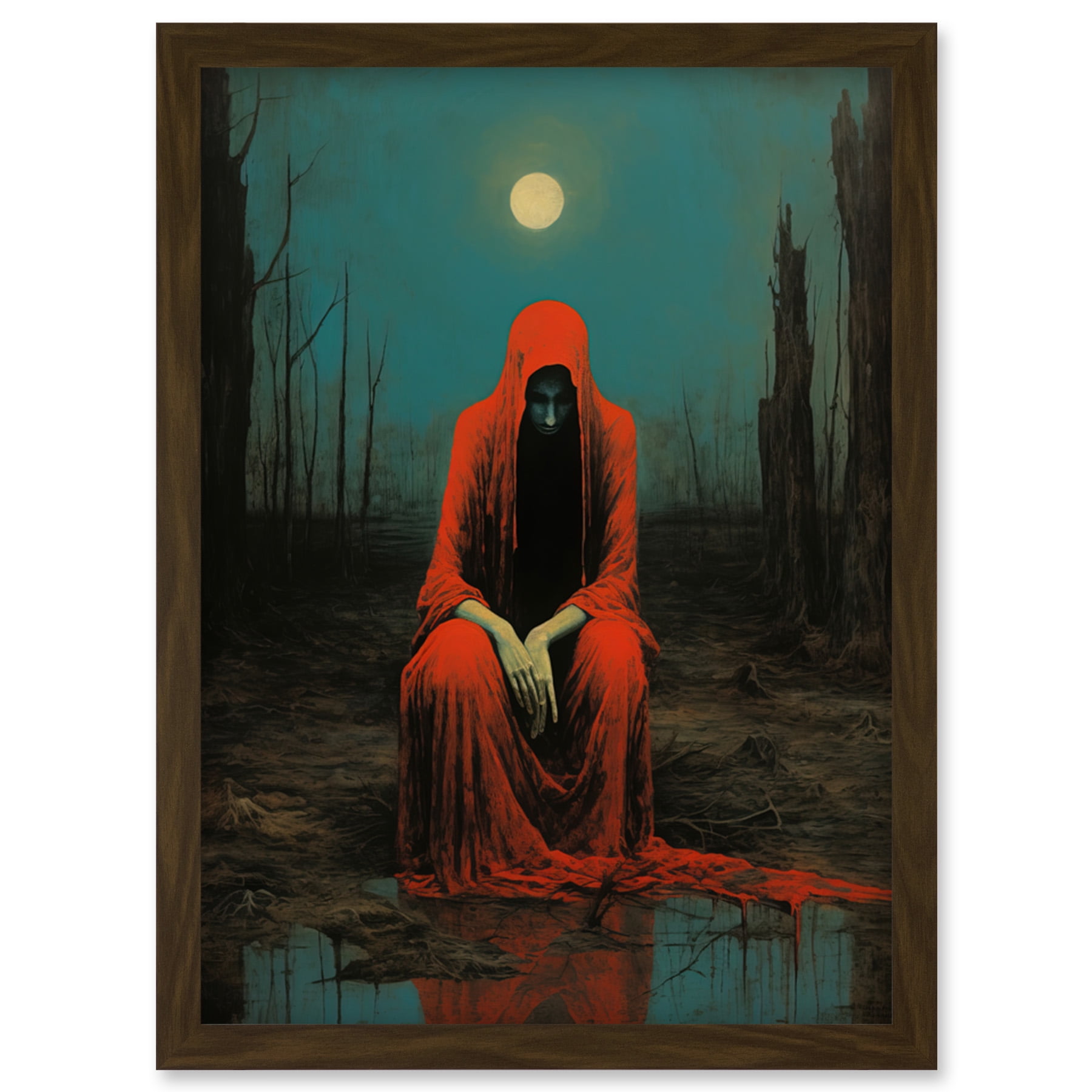 Charon in Red Cloak Beksinski Inspired Conceptual Artwork Full Moon ...