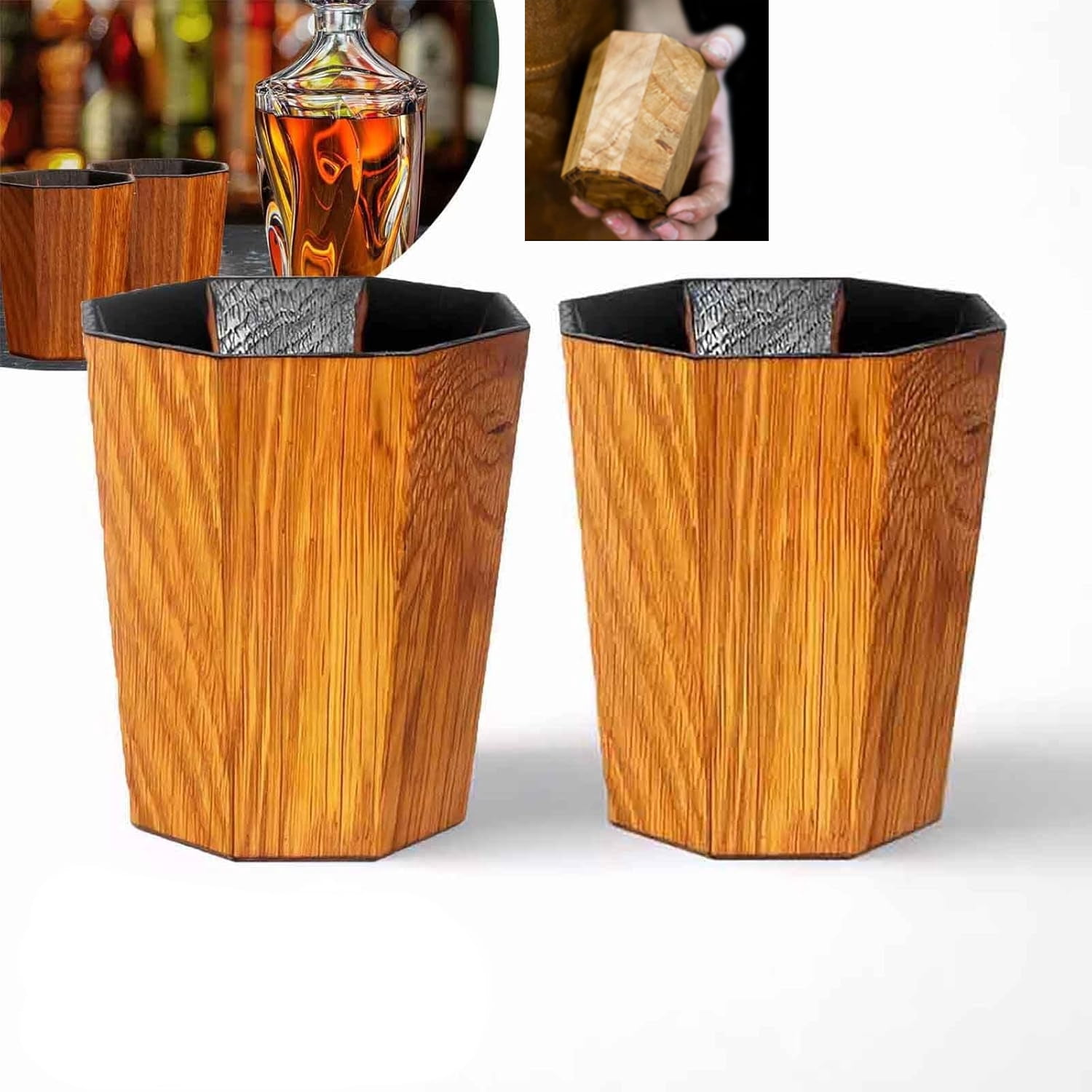 Charred Whiskey Cup, Whiskey Cup Wooden Charred, Old Fashioned Charred ...