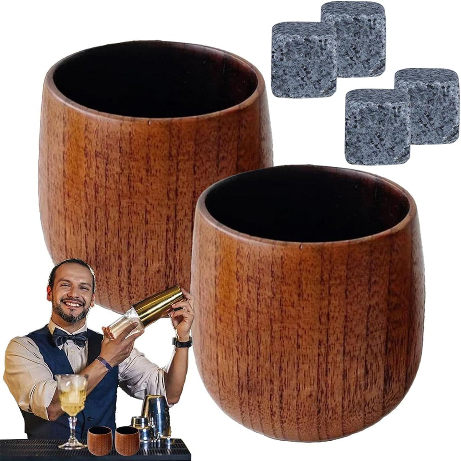 Charred Whiskey Wooden Cup, 2025 New Wooden Whiskey Cup, Vintage Whisky ...