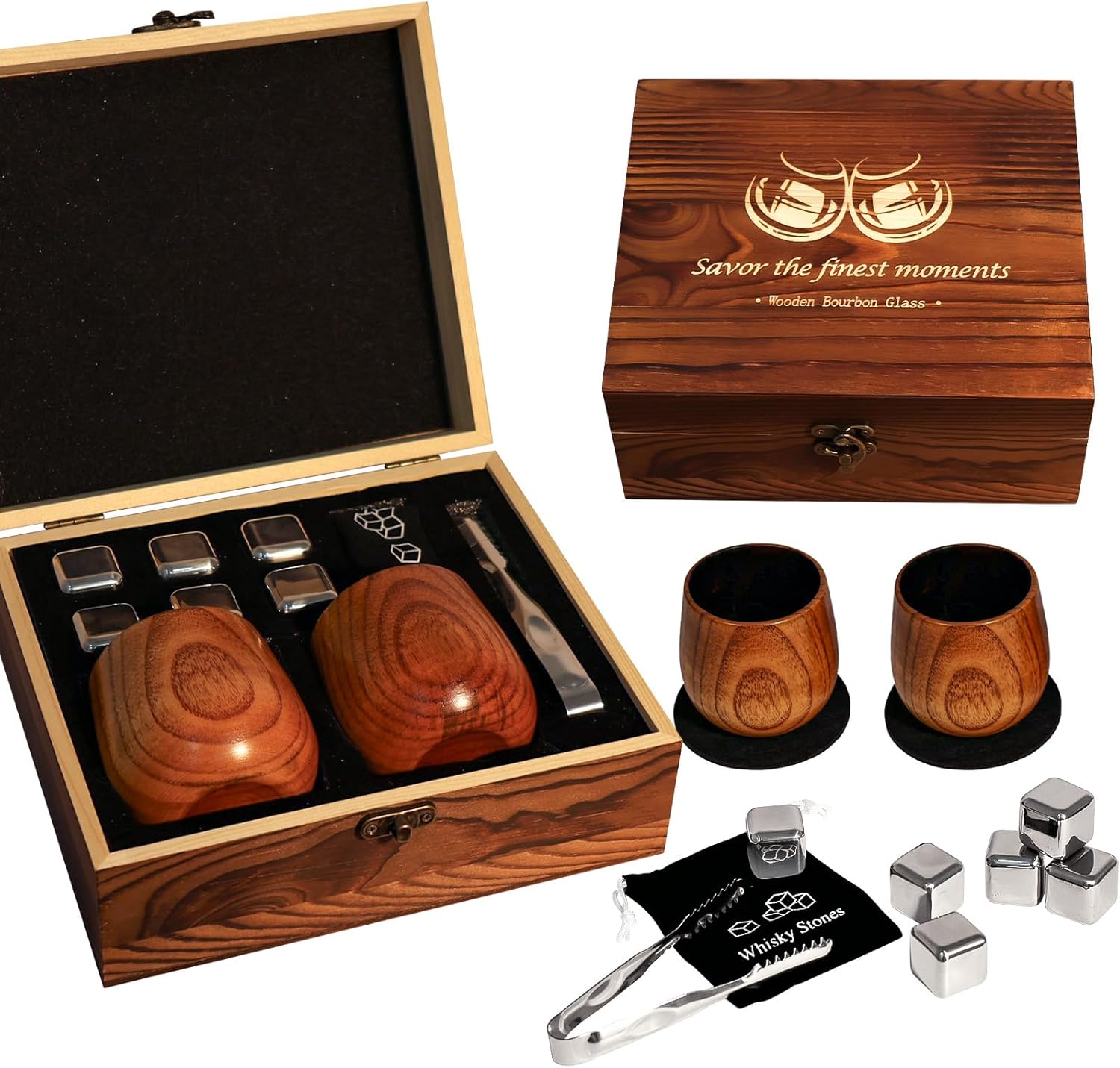 Charred Wooden Bourbon Drinking Glass, Bourbon Gifts for Men ...