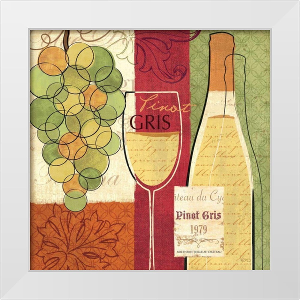 Charron, Veronique 26x26 White Modern Wood Framed Museum Art Print Titled - Wine and Grapes II ...