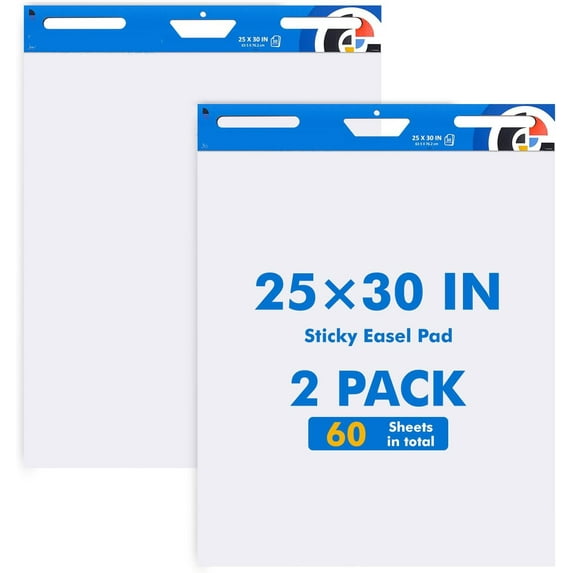 Chart Paper 25"x30", Large Sticky Easel Pad with 2 Packs, 60 Sheets ...