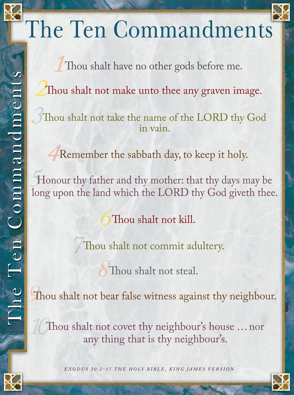 Chart-Ten Commandments Wall-KJV (Laminated Sheet) (19" x 26") - Walmart.com