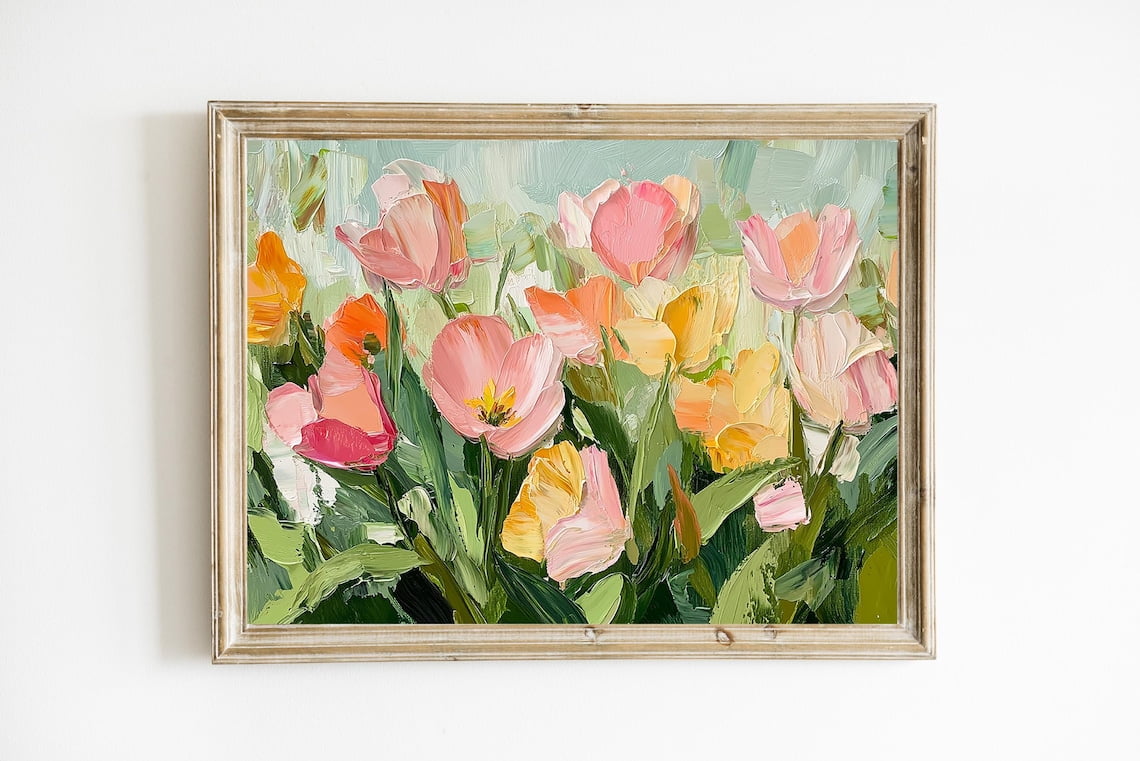 Charten Abstract Spring Tulips Poster Modern Botanical Wall Art, 24x36 ...