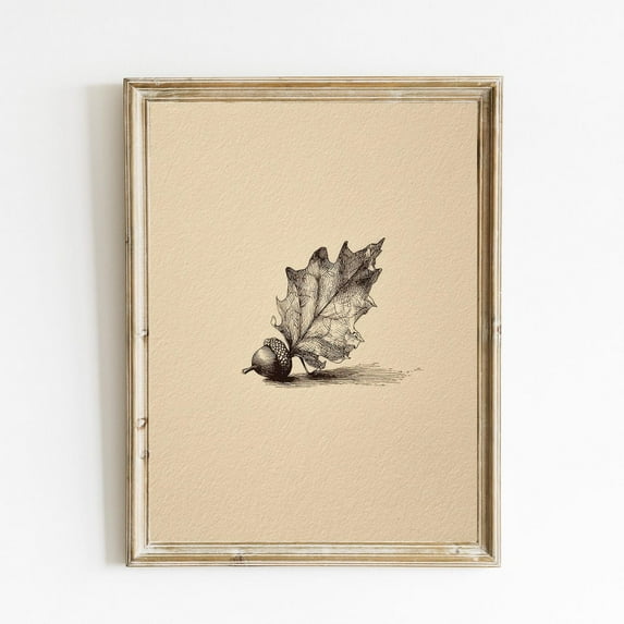 Charten Autumn Acorn Sketch Poster Vintage Botanical Cottagecore Wall ...