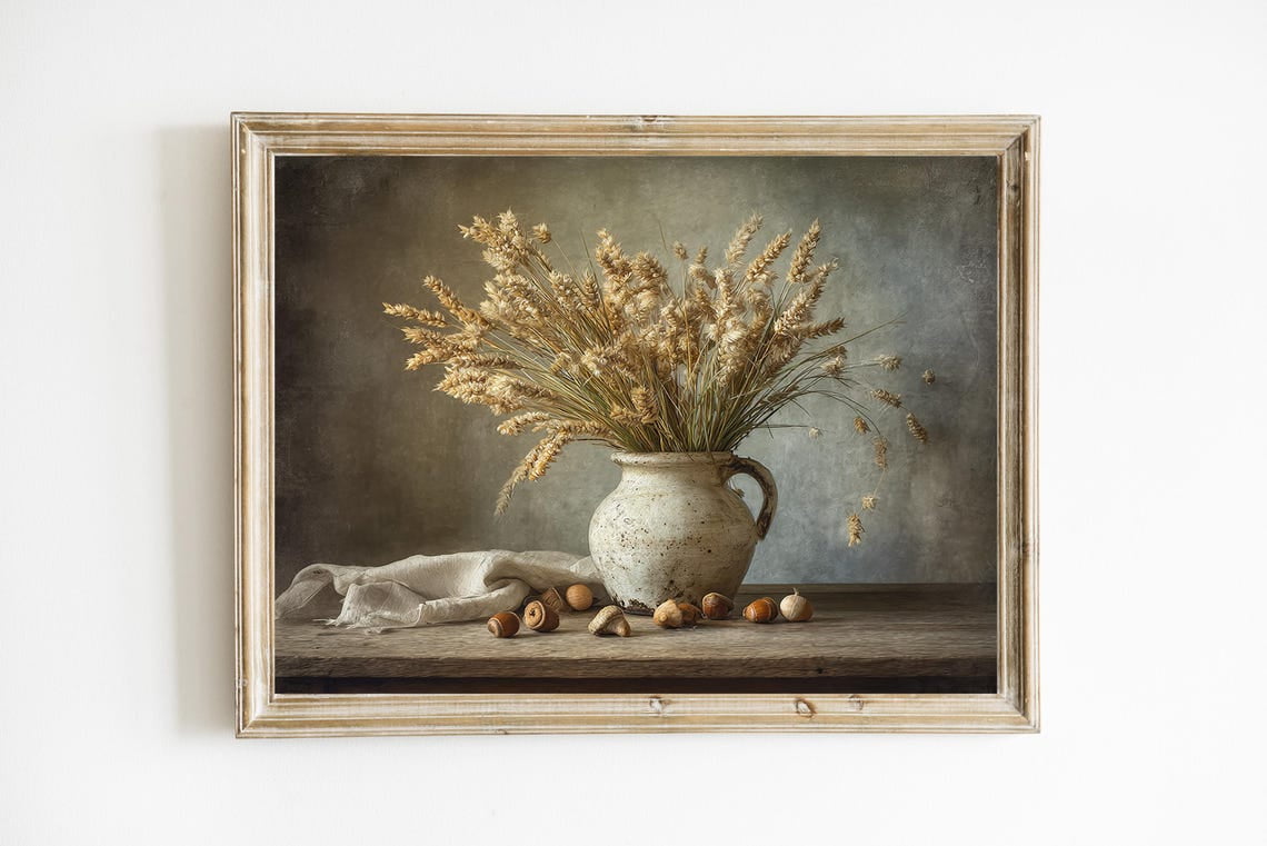 Charten Autumn Wheat Still Life Poster Rustic Cottagecore Wall Art ...