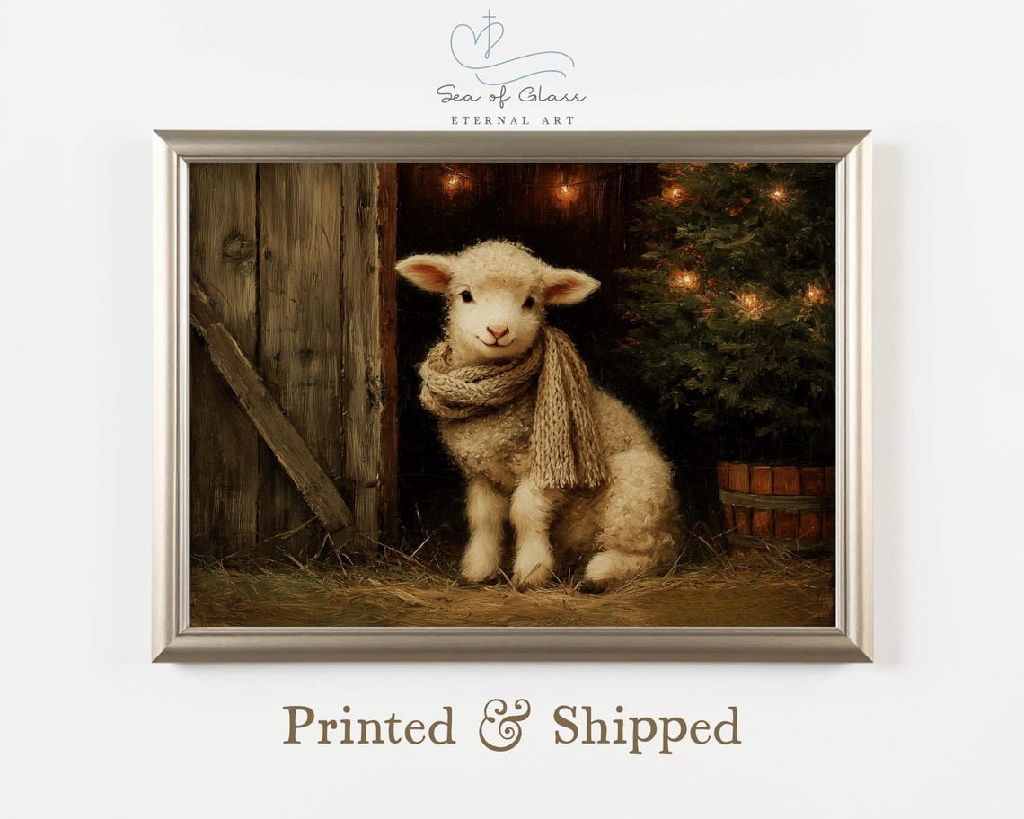 Charten Baby Lamb Poster Rustic Farmhouse Cottagecore Wall Art, 12x18 ...
