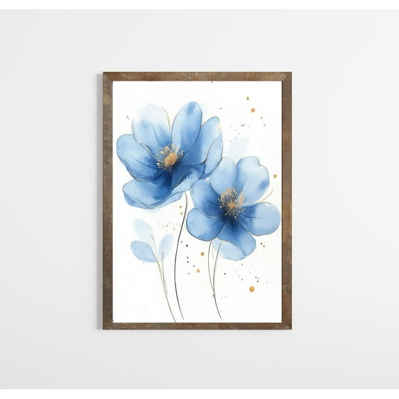 Charten Blue Flowers Poster Spring Botanical Farmhouse Wall Art, 8x12 ...