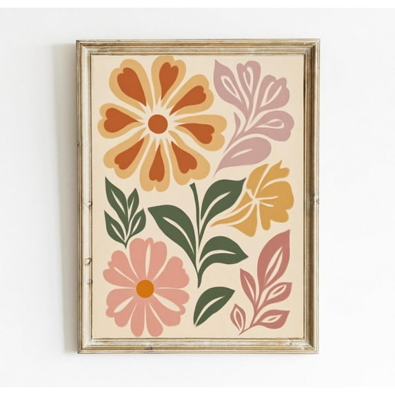 Charten Boho Abstract Floral Poster Muted Spring Wall Art, 12x18 ...