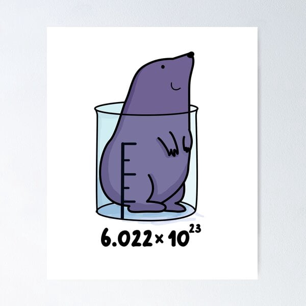 Charten Chemistry Mole Pun Illustration Poster, 24x36 UNFRAMED ...