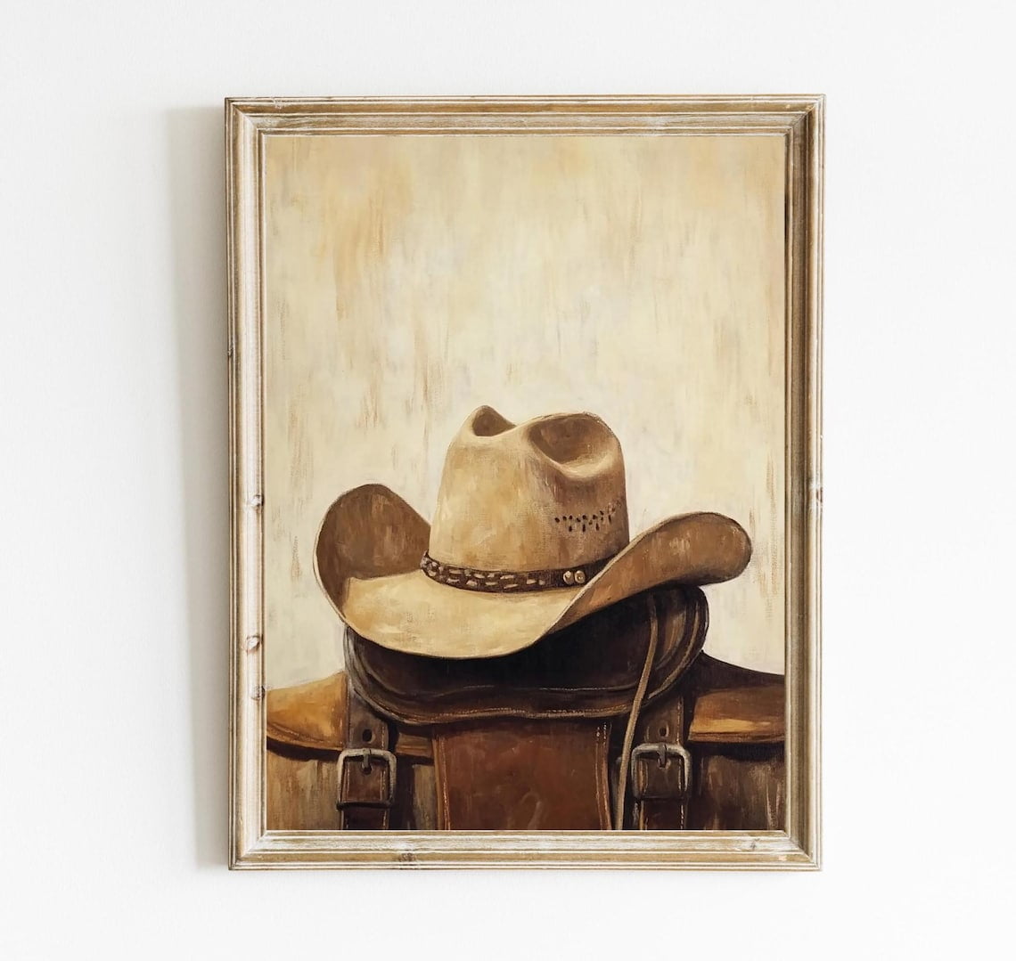 Charten Cowboy Hat Poster Rustic Farmhouse Still Life Wall Art, 24x36 ...