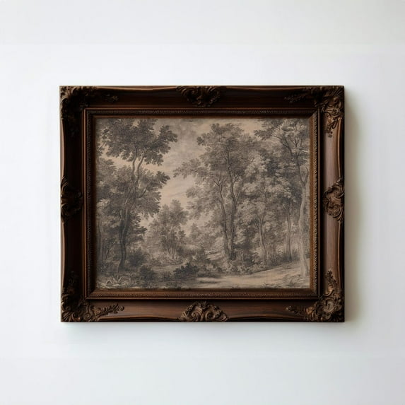 Charten Dark Sepia Landscape Poster Moody Rustic Wall Art, 16x24 ...