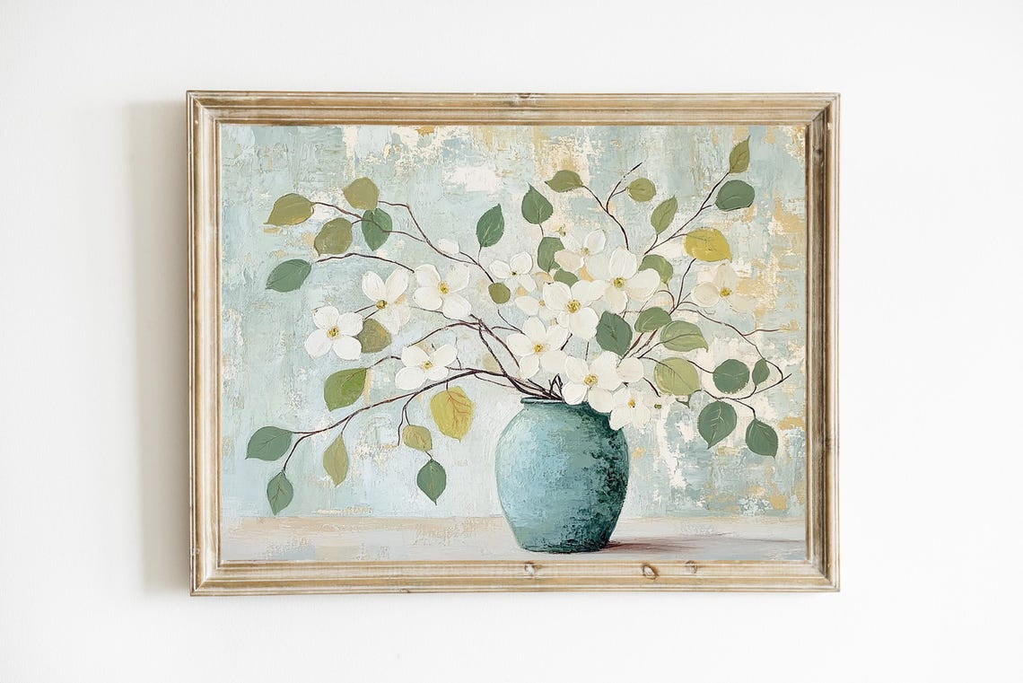 Charten Dogwood Still Life Poster Minimalist Botanical Wall Art, 24x36 ...