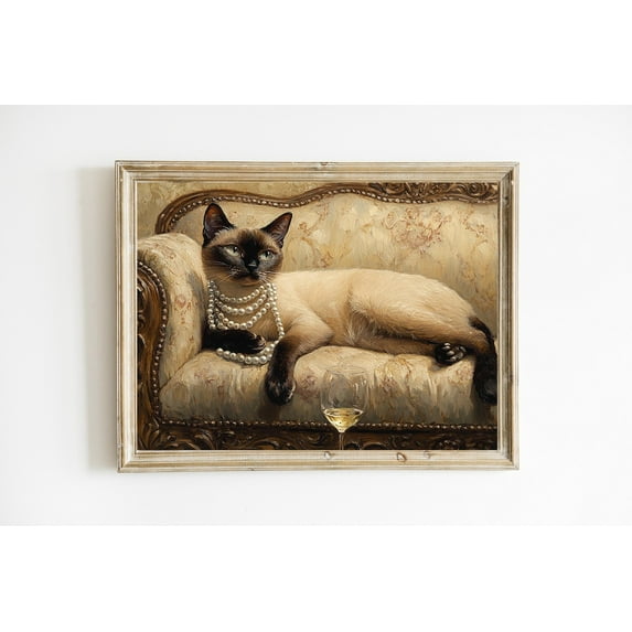 Charten Elegant Siamese Cat Poster Whimsical Cat Wall Art, 16x24 ...