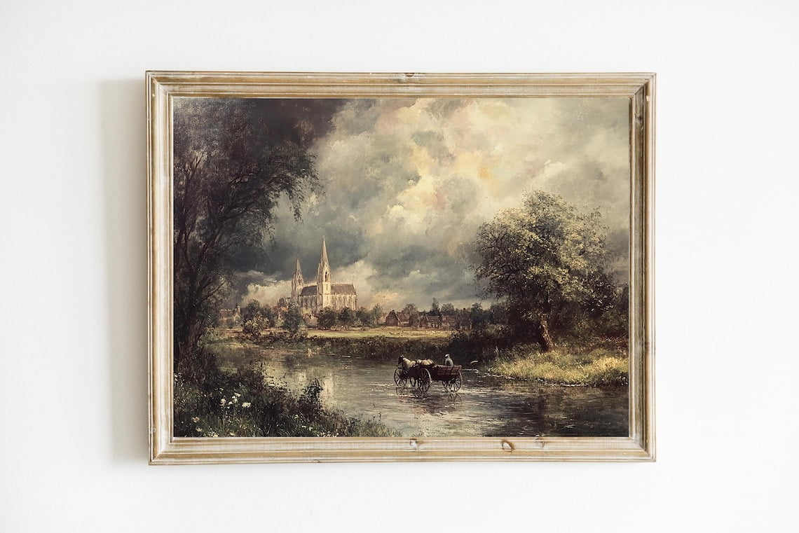 Charten European Church Landscape Poster Rustic Countryside Wall Art ...