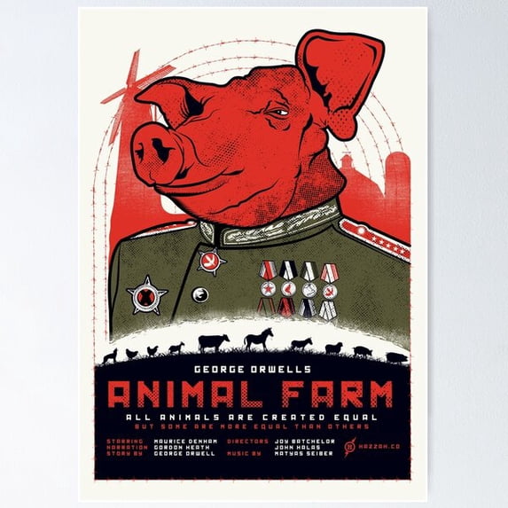 Charten Farm Animal Allegory Illustration Poster, 12x18 UNFRAMED ...