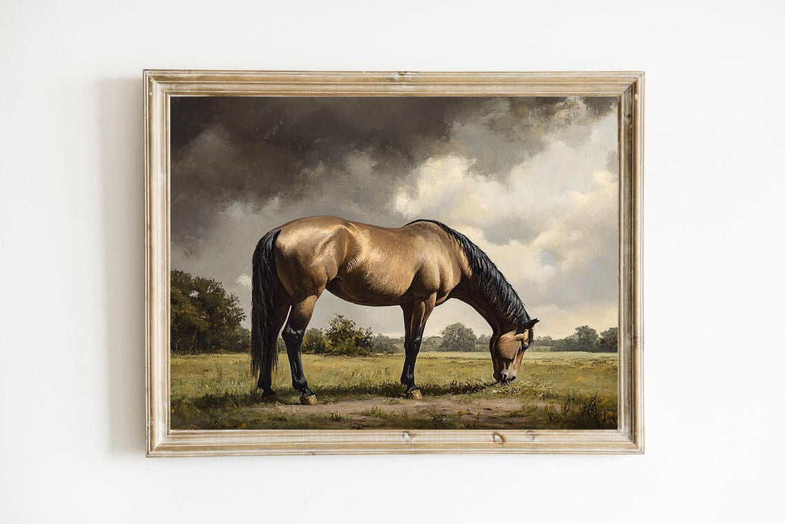 Charten Grazing Horse Poster Rustic Equestrian Farmhouse Wall Art ...