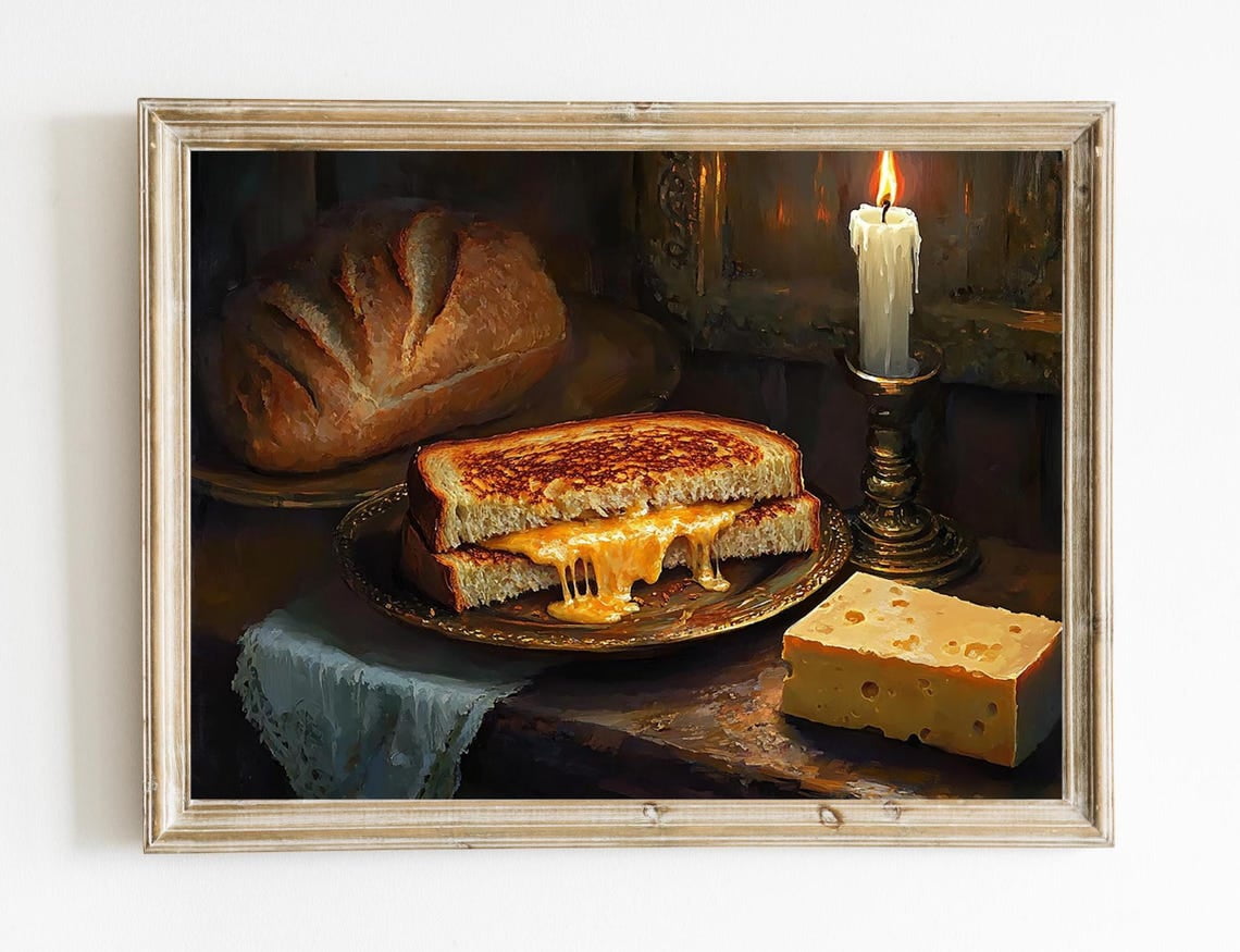Charten Grilled Cheese Still Life Poster Moody Kitchen Wall Art, 8x12 ...