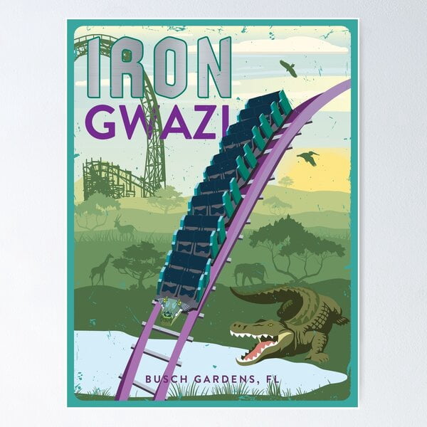 Charten Intense Roller Coaster Style Illustration Poster, 24x36 ...
