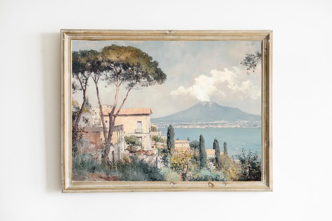 Charten Italian Amalfi Coast Landscape Poster Mediterranean Wall Art ...
